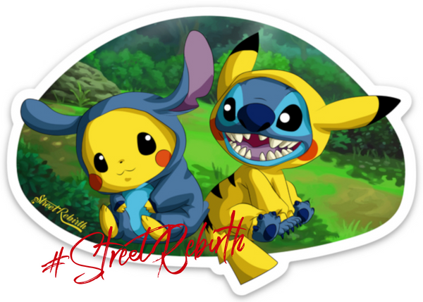 Change Clothes Stitch Pika Sticker – One 4 Inch Water Proof Vinyl Stic ...